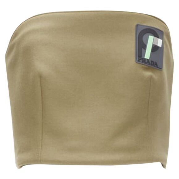 Prada | Tops | Prada Sports Logo Rubber Badge Wool Strapless Bustier ...